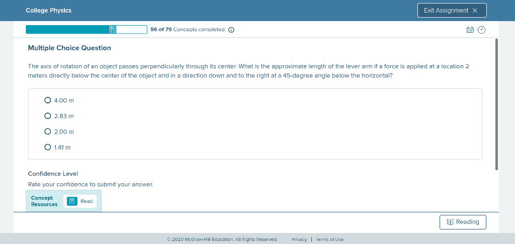 Solved College Physics Exit Assignment X 56 of 79 Concepts | Chegg.com
