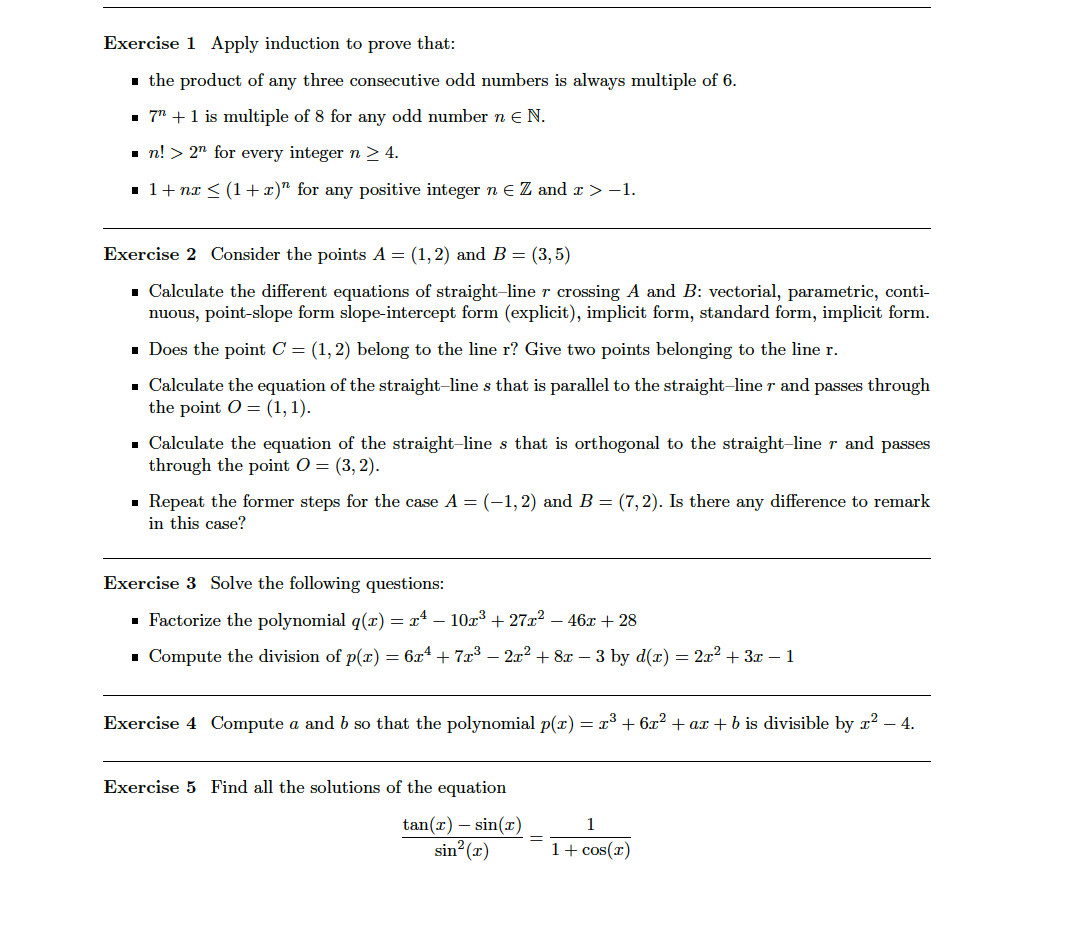 Solved Exercise 1 ﻿Apply induction to prove that:the product | Chegg.com