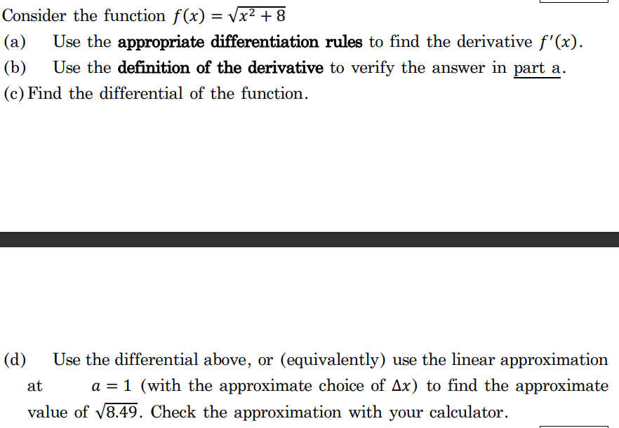Solved Consider the function f(x)=x2+8 (a) Use the | Chegg.com