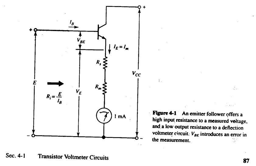 Solved A simple emitter-follower voltmeter circuit as in | Chegg.com