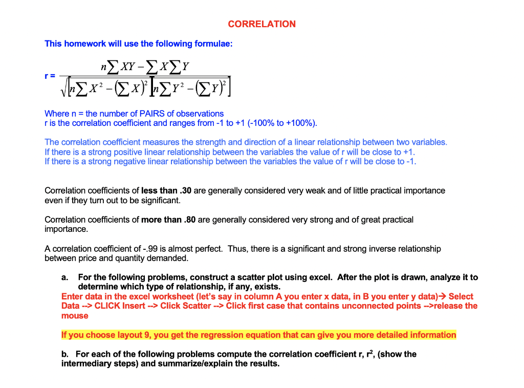 Solved CORRELATION This homework will use the following | Chegg.com