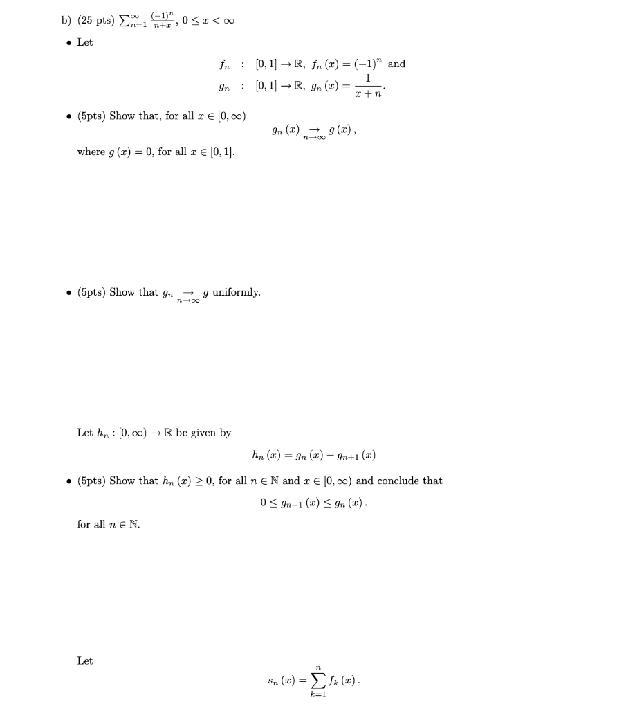 Solved b) (25 pts) ∑n=1∞n+x(−1)n,0≤x