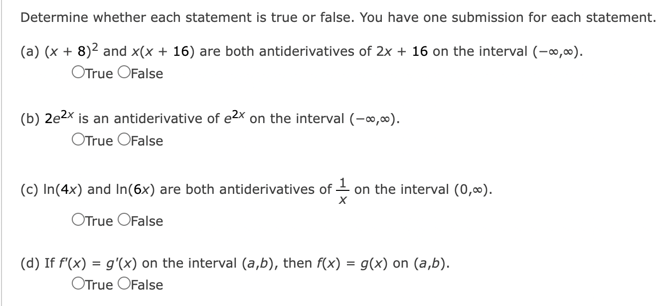 Solved Determine whether each statement is true or false. | Chegg.com