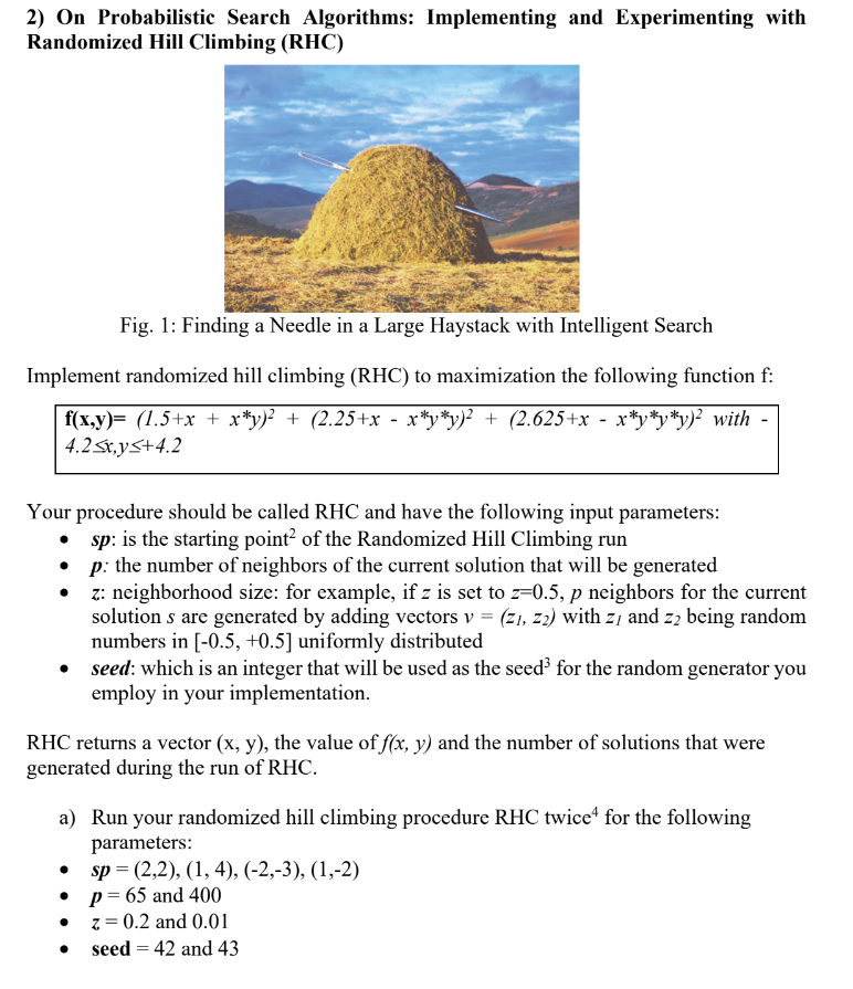 Solved 2) On Probabilistic Search Algorithms: Implementing | Chegg.com