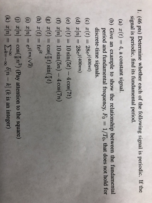 Solved 1. (46 pts) Determine whether each of the following | Chegg.com