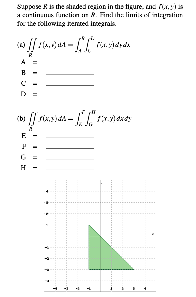 Solved Suppose R is the shaded region in the figure, and | Chegg.com