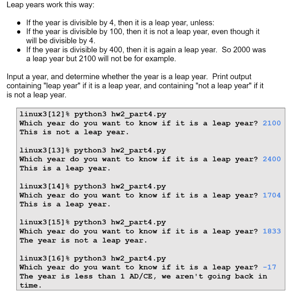 Solved Leap years work this way: • If the year is divisible | Chegg.com