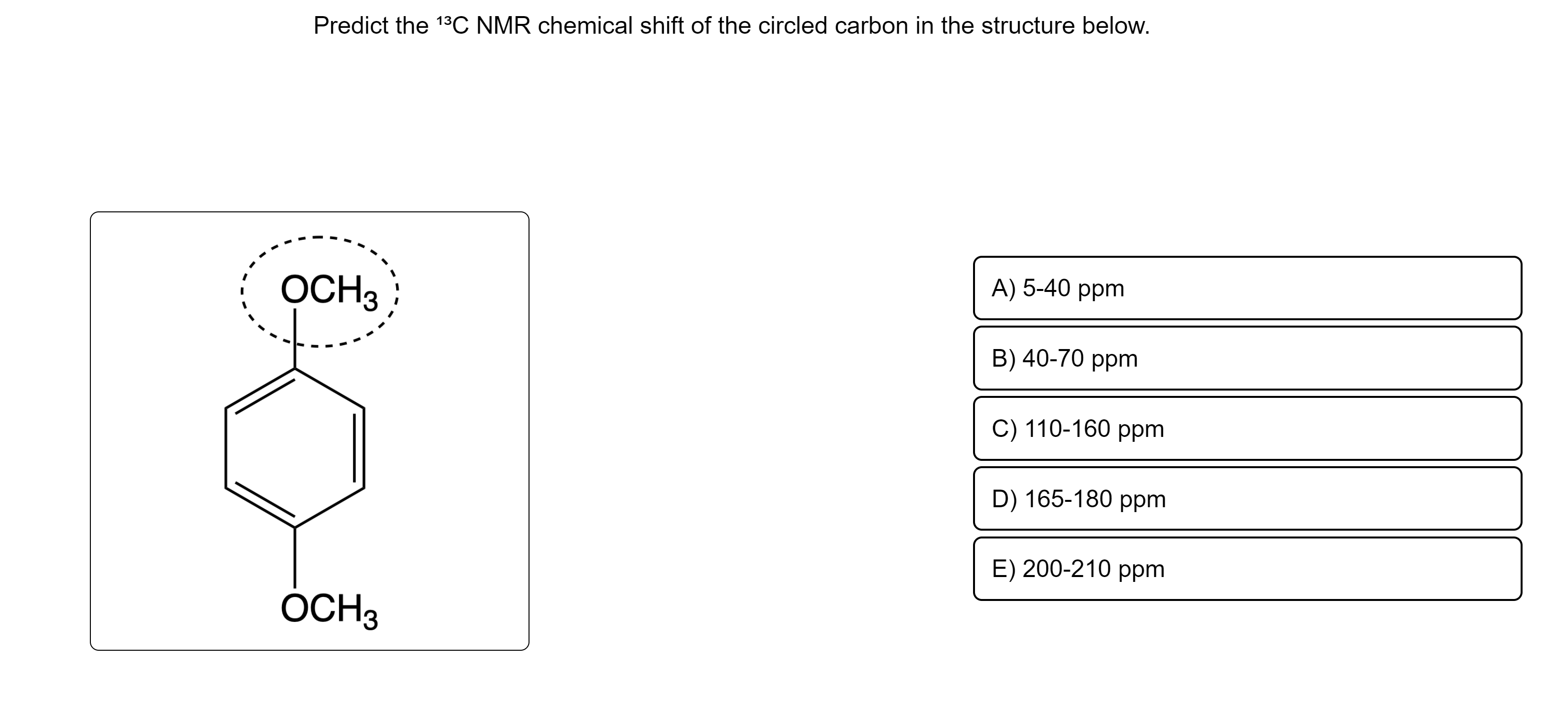 Solved Predict the 13C NMR chemical shift of the circled | Chegg.com