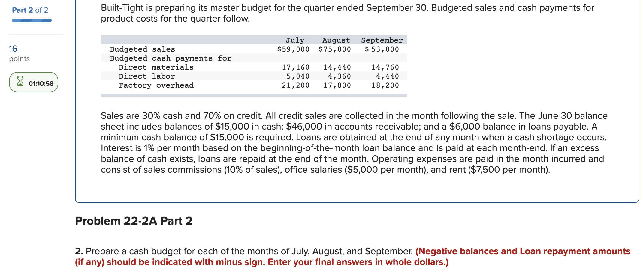 Solved 2 Required information Problem 22-2A Manufacturing: | Chegg.com