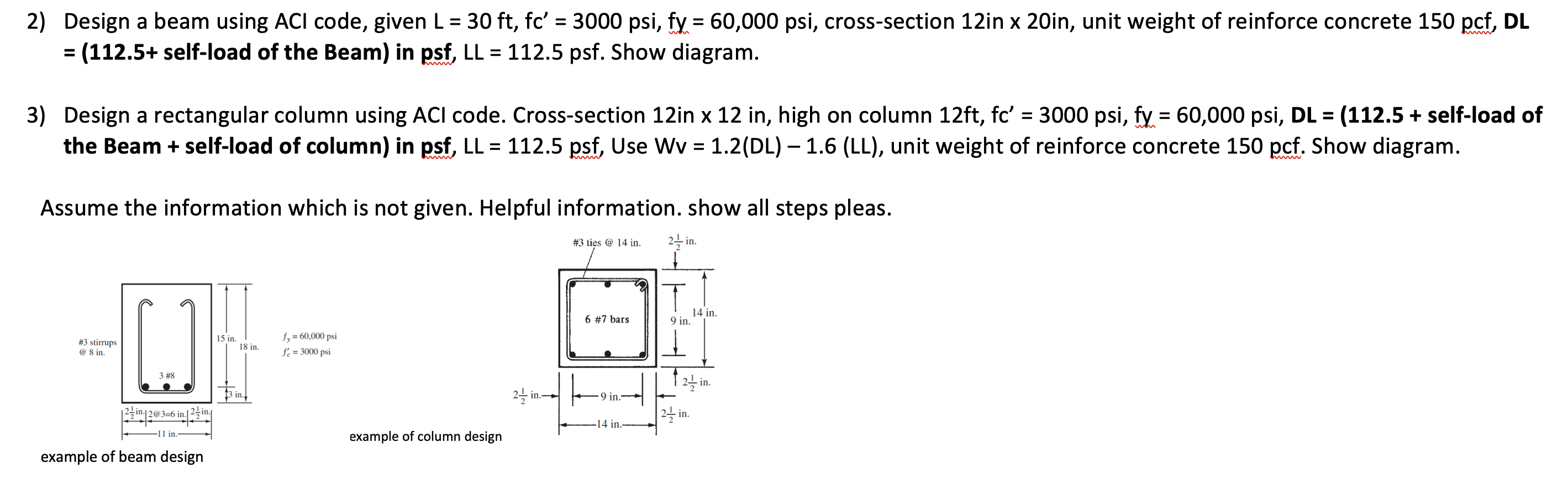 Solved 2) Design a beam using ACI code, given L = 30 ft, fc' | Chegg.com