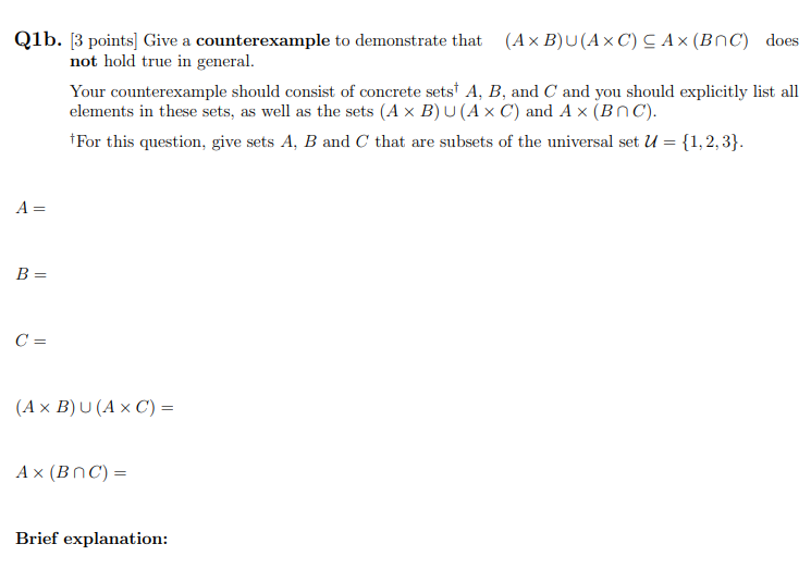 Solved Q1b. [3 points] Give a counterexample to demonstrate | Chegg.com