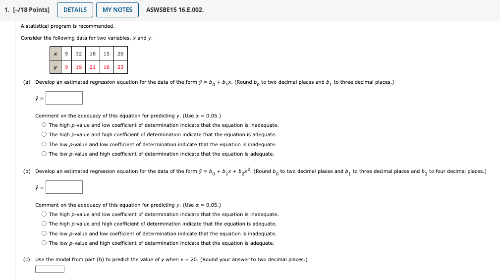 Solved A statistical program is recommended. Consider the | Chegg.com