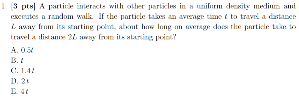 Solved 1. [3 pts] A particle interacts with other particles | Chegg.com