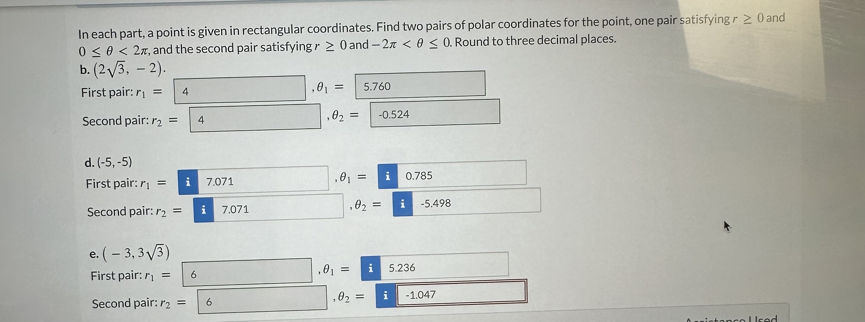 Solved help In each part, a point is given in rectangular | Chegg.com
