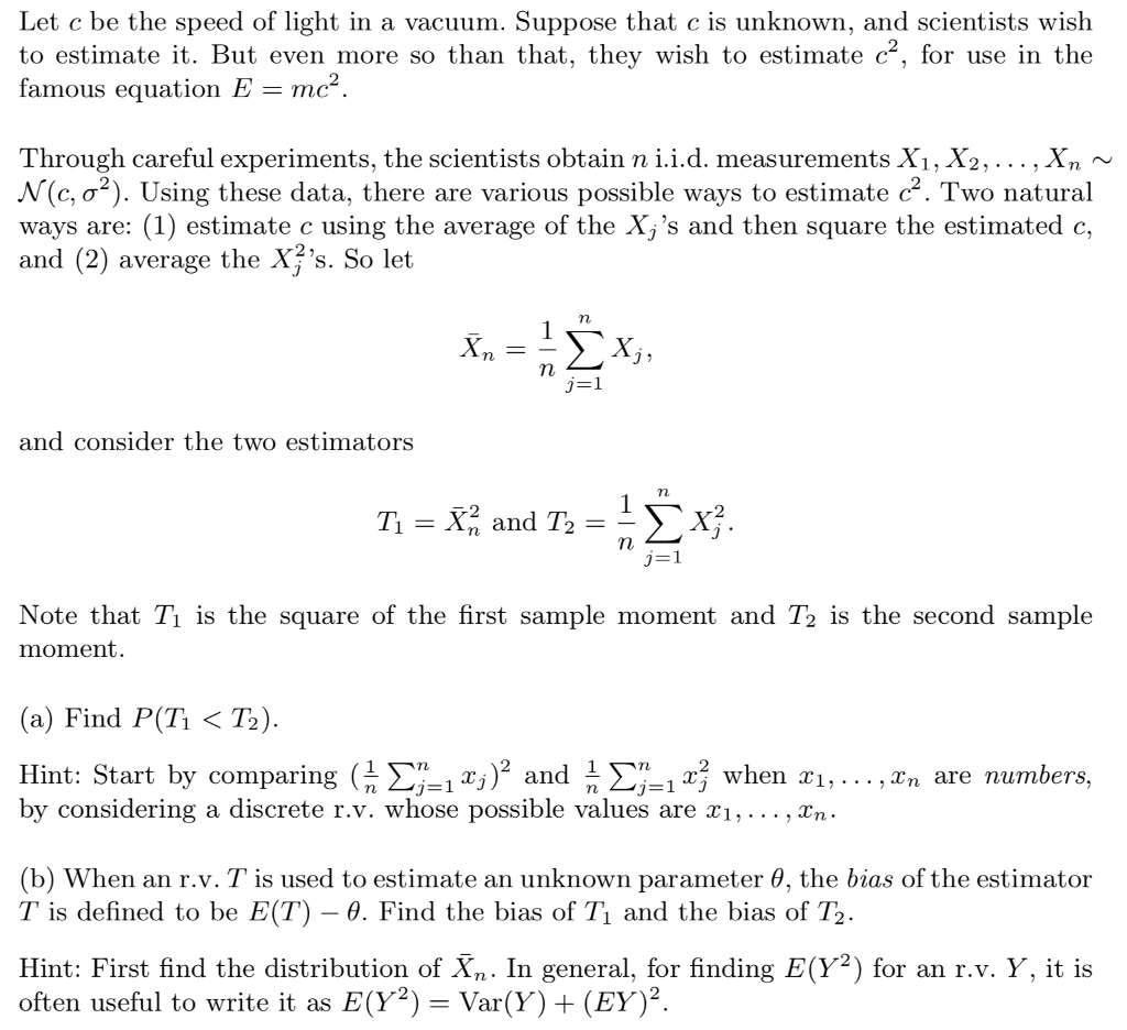 Solved Let c be the speed of light in a vacuum. Suppose that | Chegg.com