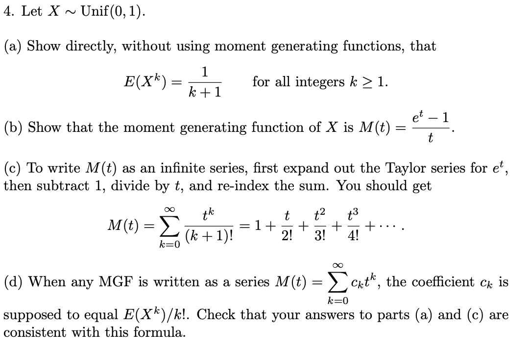 Solved (a) Show directly, without using moment generating | Chegg.com