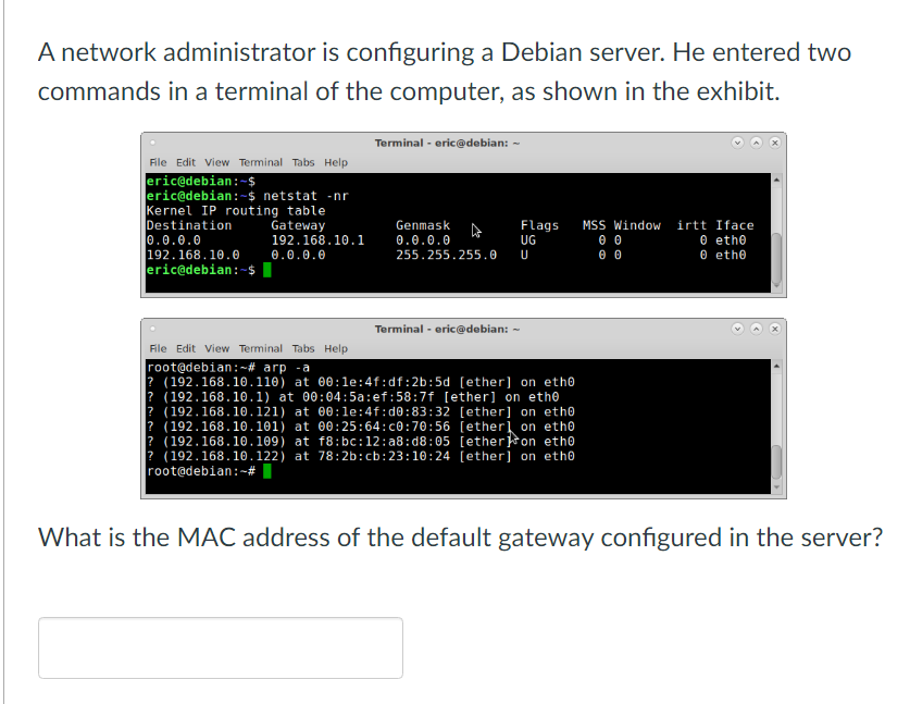 Solved A network administrator is configuring a Debian | Chegg.com