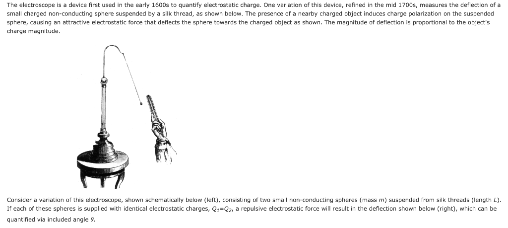 Solved The electroscope is a device first used in the early | Chegg.com