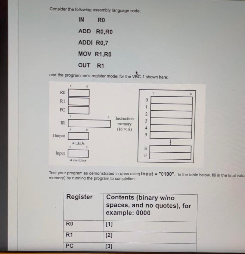 Solved Consider the following assembly language code, IN RO | Chegg.com