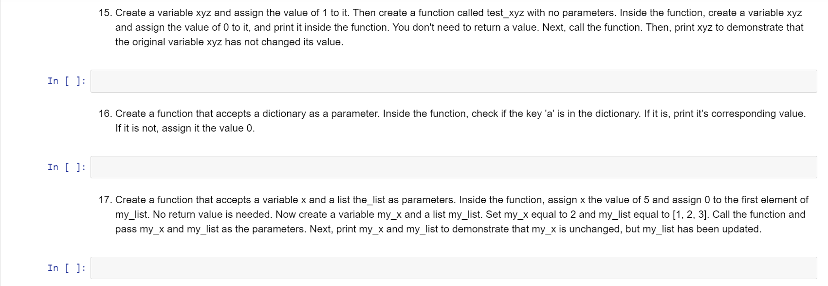 Solved 15. Create a variable xyz and assign the value of 1 | Chegg.com