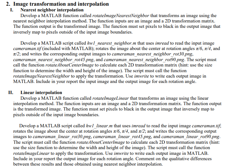 2. Image transformation and interpolation I. Nearest | Chegg.com