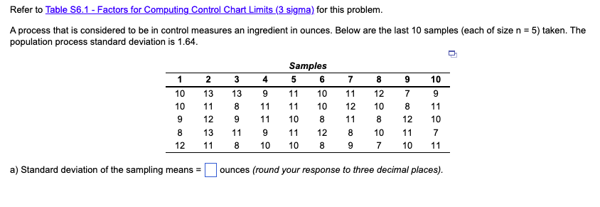 Solved b) If z = 3, what are the control limits for | Chegg.com