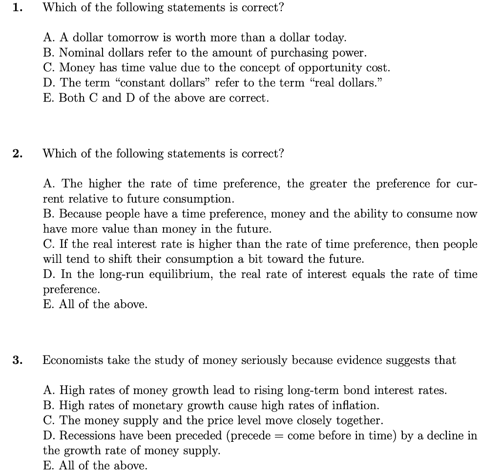 Solved 1. Which of the following statements is correct? A. A | Chegg.com