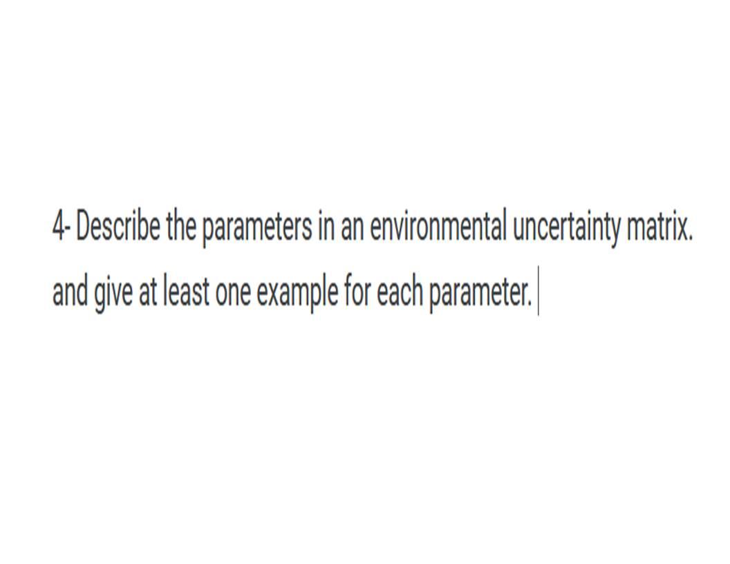 Solved 4. Describe the parameters in an environmental | Chegg.com