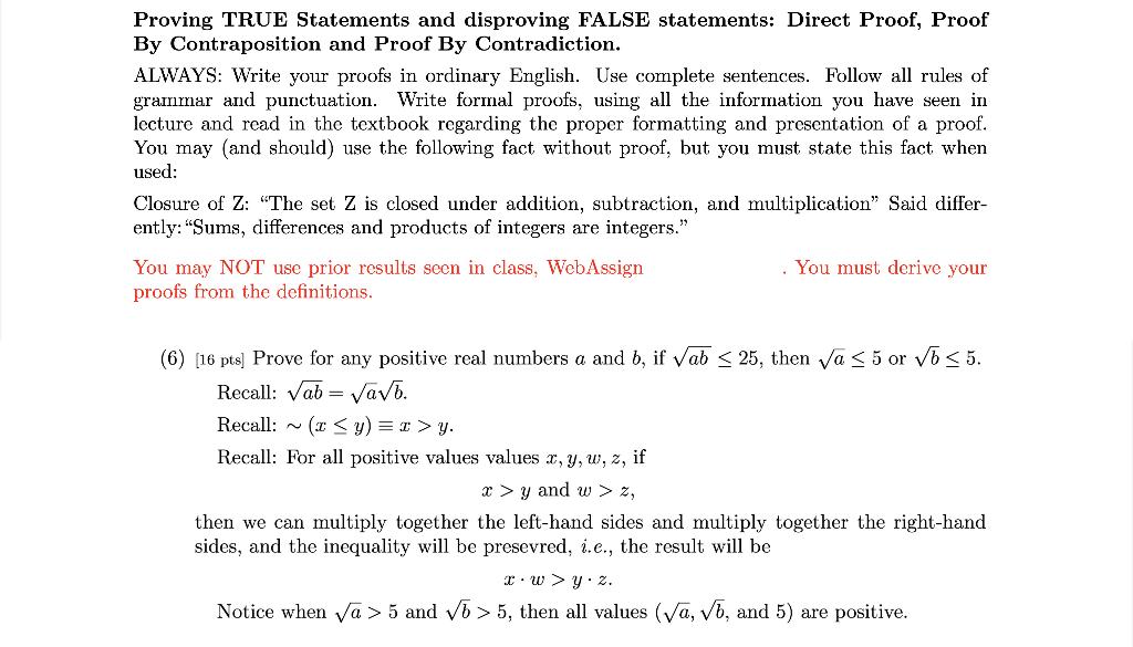 Proving TRUE Statements and disproving FALSE | Chegg.com