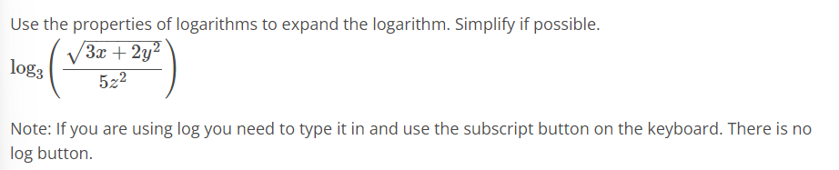Solved Use the properties of logarithms to expand the | Chegg.com