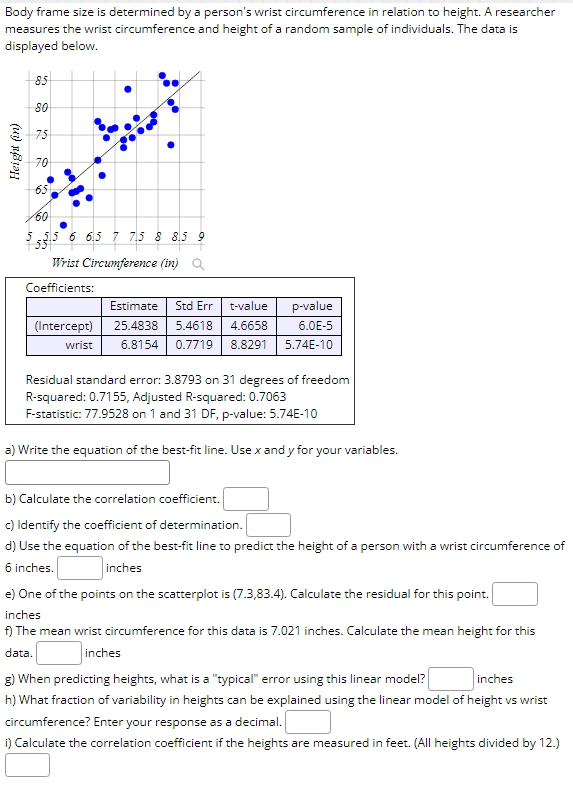 Body frame size is determined by a person's wrist | Chegg.com