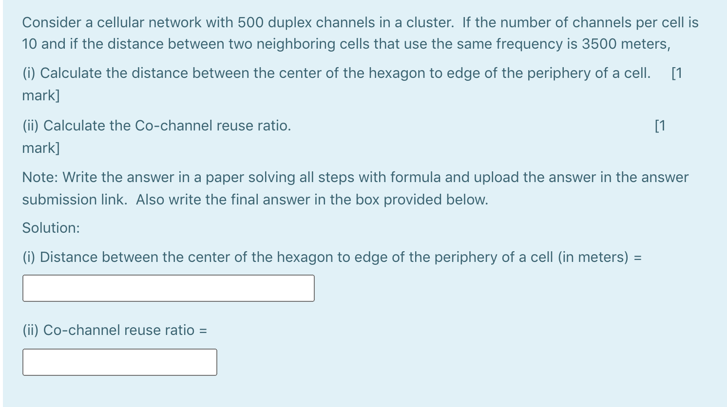 Solved Consider a cellular network with 500 duplex channels | Chegg.com