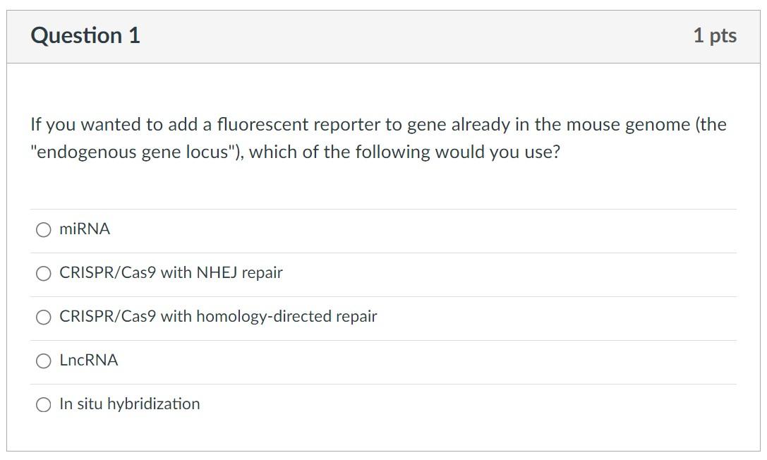Solved If you wanted to add a fluorescent reporter to gene | Chegg.com