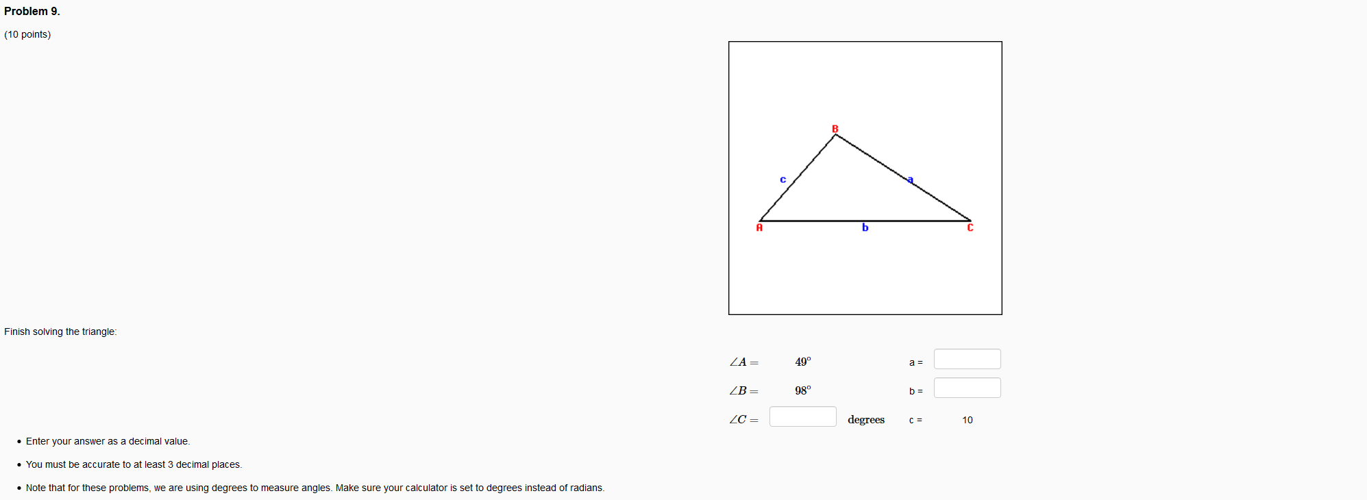 Solved Problem 9. (10 points) A b Finish solving the | Chegg.com