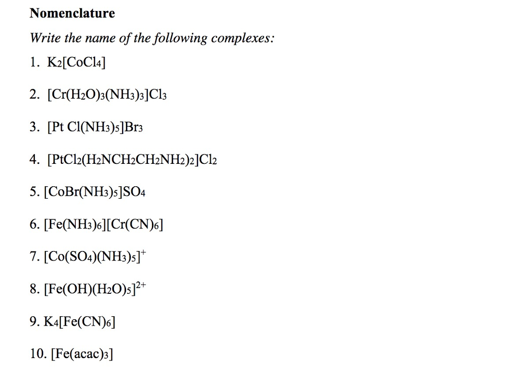 Solved Nomenclature Write the name of the following | Chegg.com