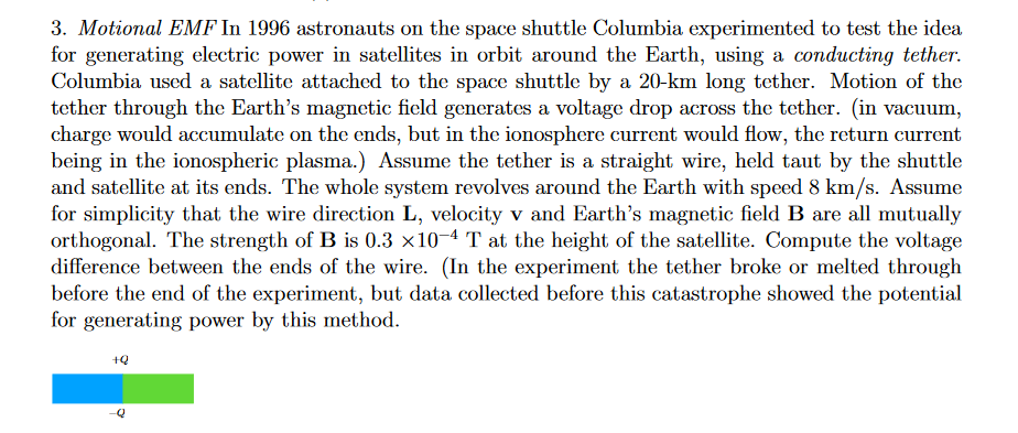 Solved 3. Motional EMF In 1996 astronauts on the space | Chegg.com