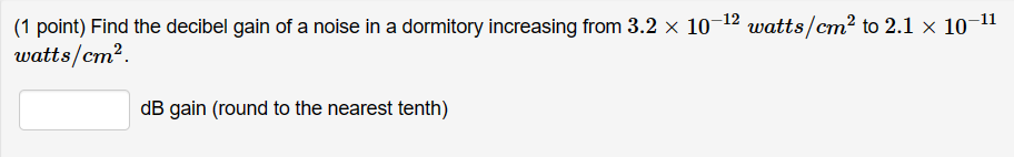 Solved ( 1 point) Find the decibel gain of a noise in a | Chegg.com