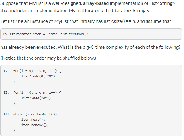 Solved Suppose that MyList is a well-designed, array-based | Chegg.com