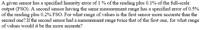 Solved A Given Sensor Has A Specified Linearity Error Of 1 0273