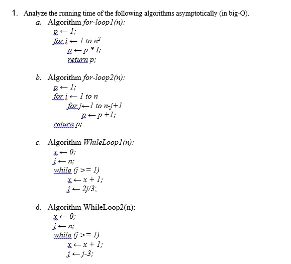 1. Analyze the running time of the following | Chegg.com