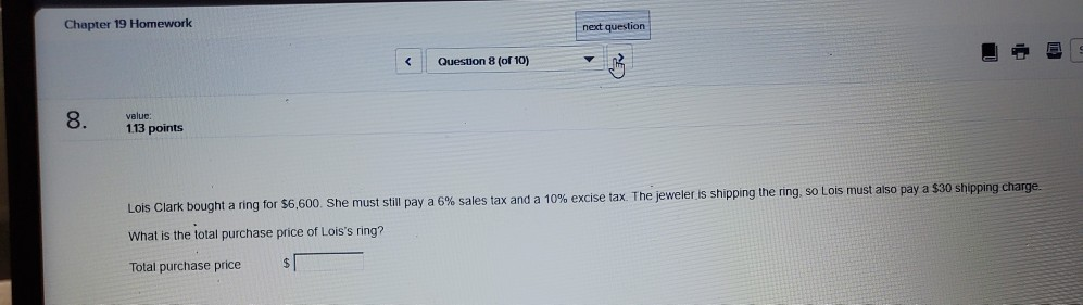 Solved Chapter 19 Homework next question Question 8 (of 10) | Chegg.com