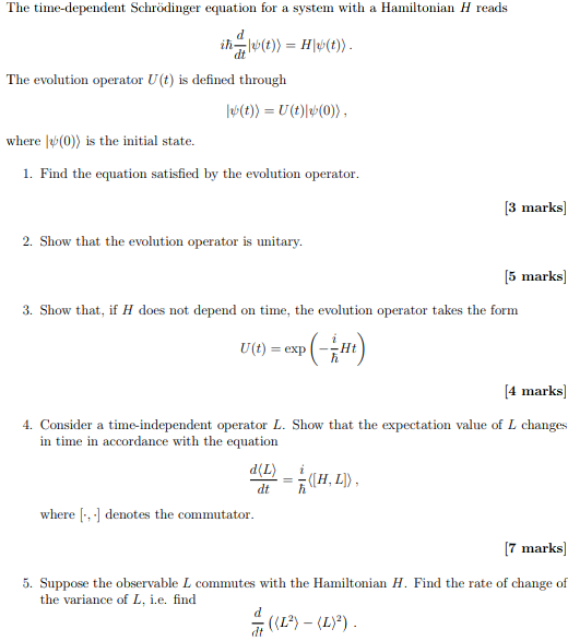 Solved The time-dependent Schrödinger equation for a system | Chegg.com