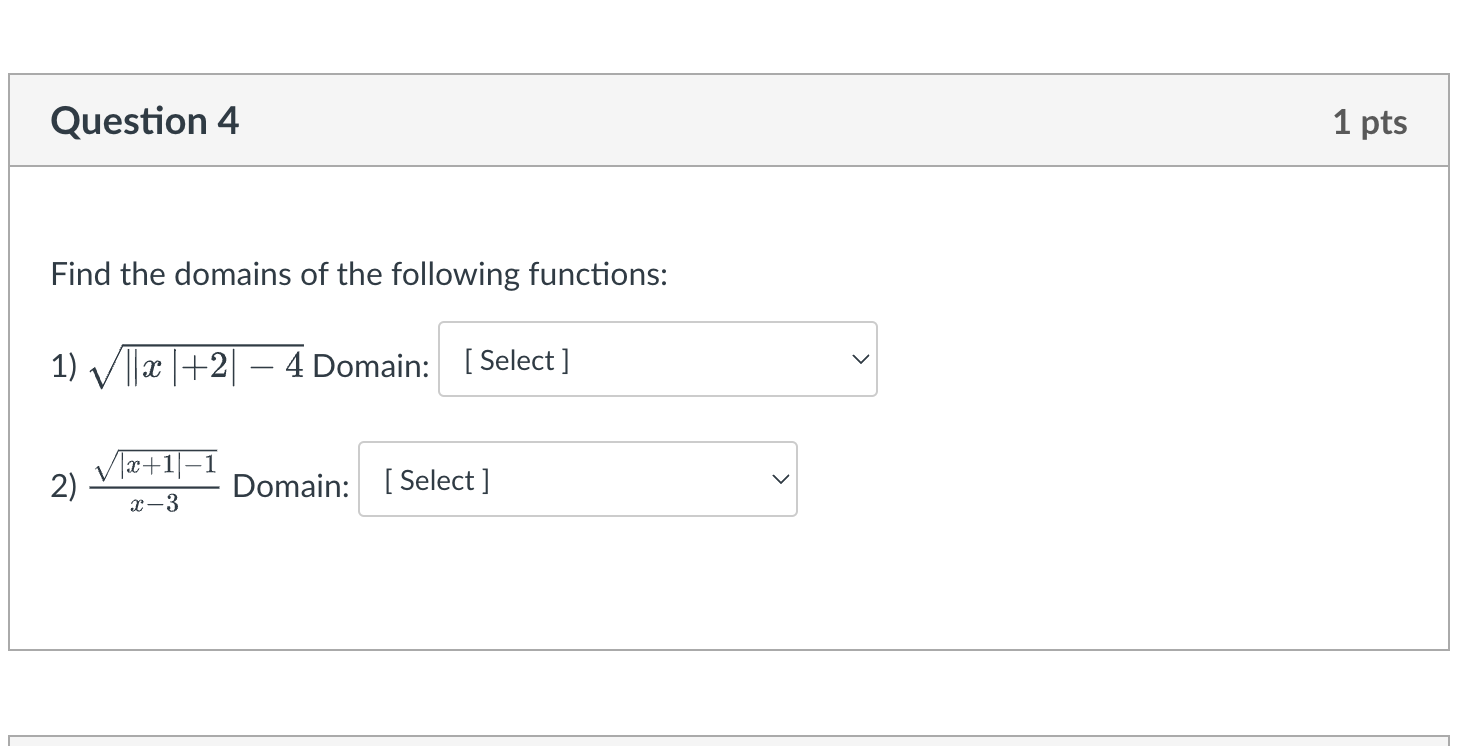 Solved Find the domains of the following functions: 1) | Chegg.com
