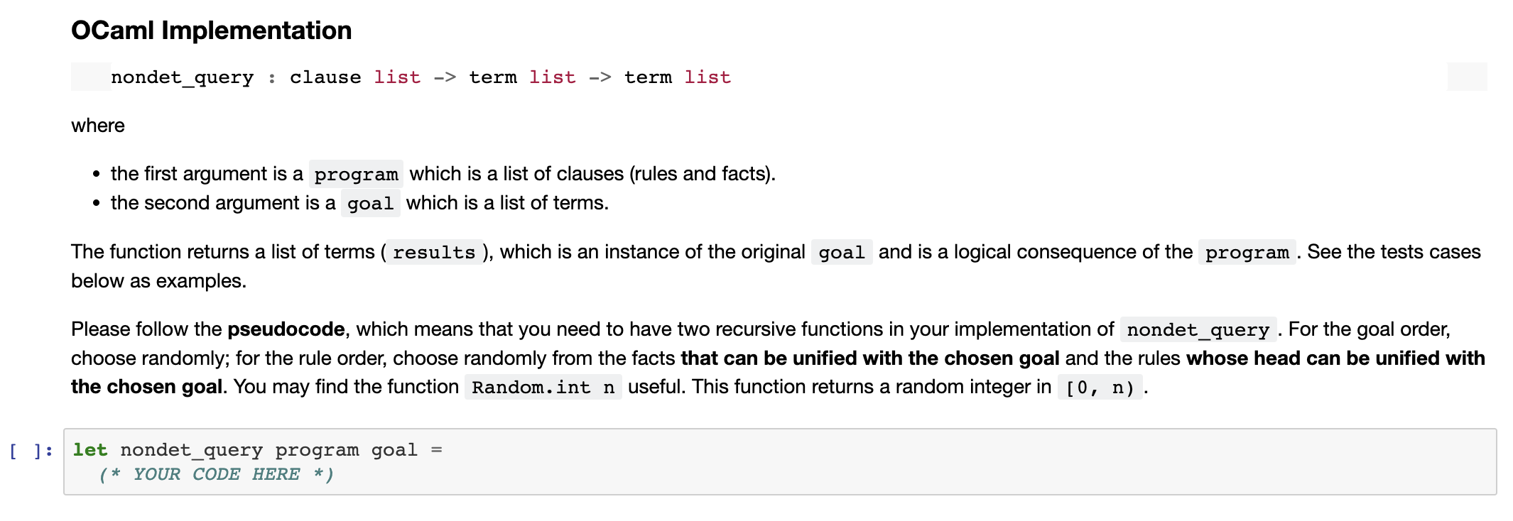 Solved In Ocaml The main task of problem 4 is to implement | Chegg.com