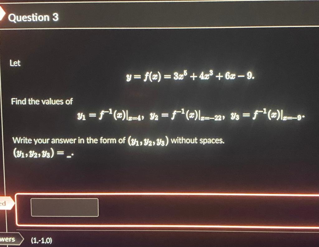 Solved Let y=f(x)=3x5+4x3+6x−9 Find the values of | Chegg.com