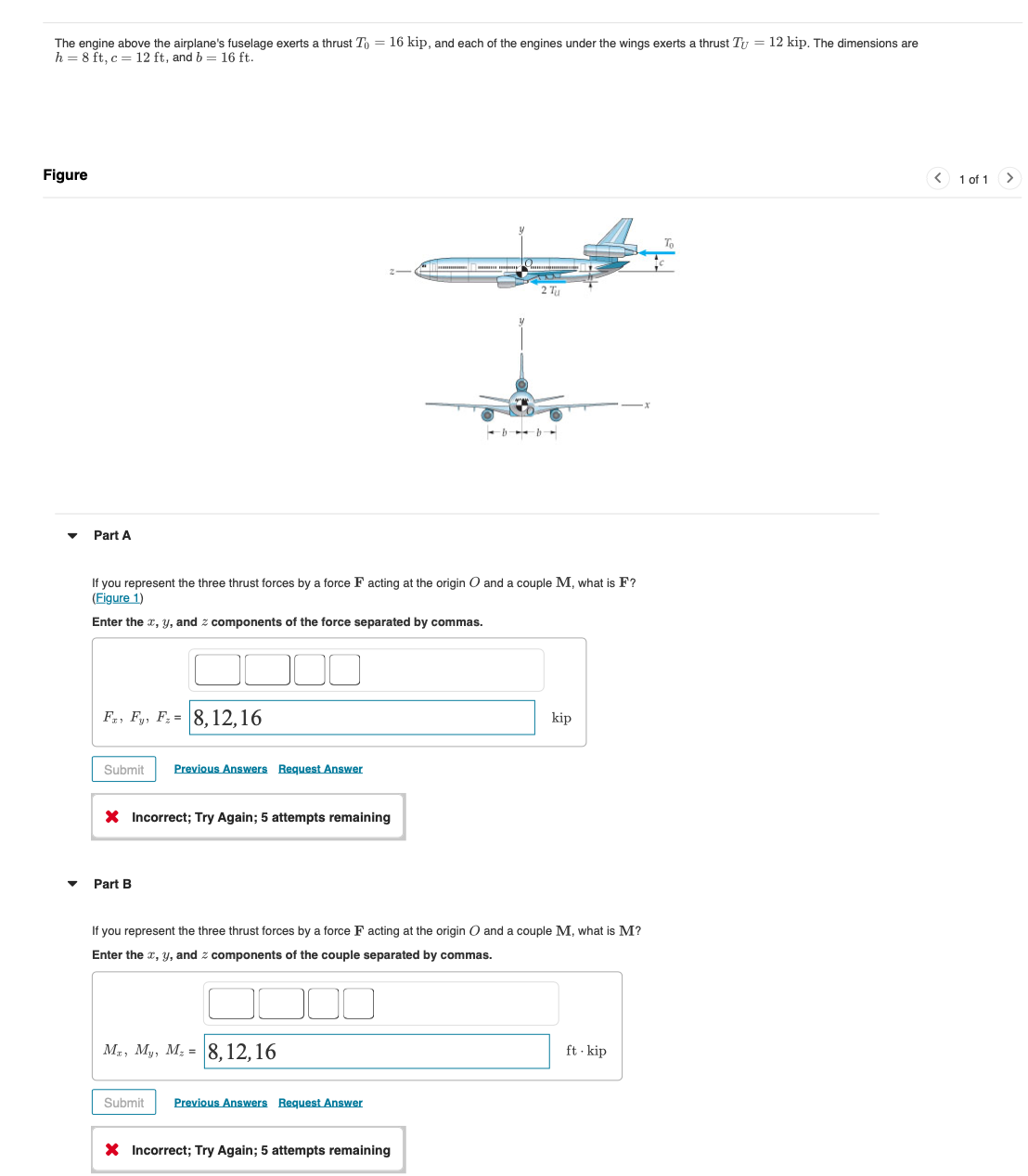 Solved The engine above the airplane's fuselage exerts a | Chegg.com