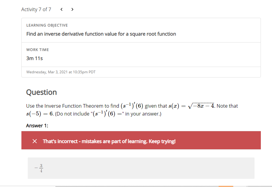 Solved Activity 7 of 7 LEARNING OBJECTIVE Find an inverse | Chegg.com