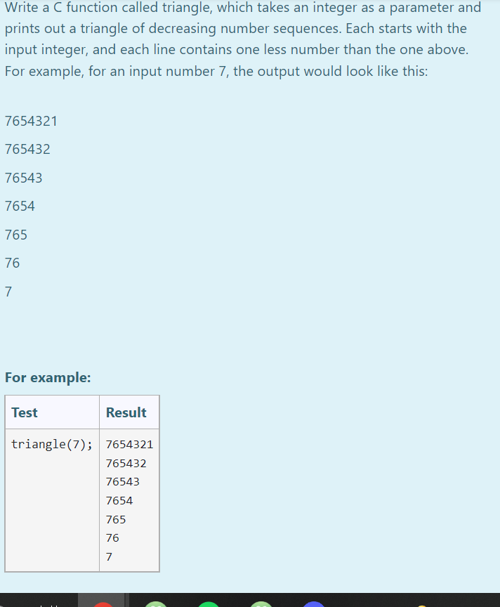 Solved Write a C function called triangle, which takes an | Chegg.com