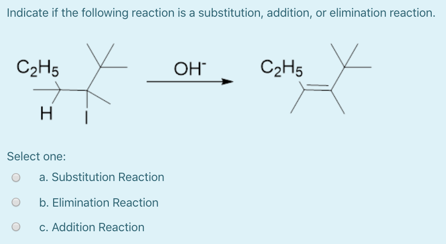 Solved Indicate if the following reaction is a substitution, | Chegg.com