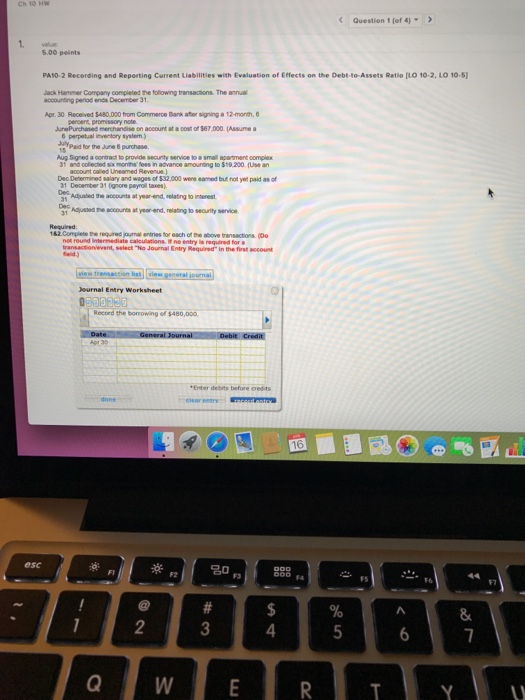 Solved Ch 10 HW C Question 1 (of 4) PA10-2 Recording and | Chegg.com Solved Ch 10 HW C Question 1 (of 4) PA10-2 Recording and | Chegg.com
